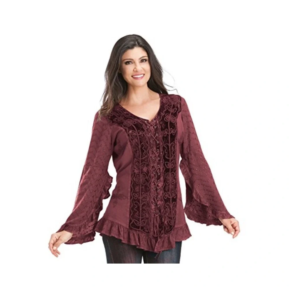 HolyClothing | Tops | Holyclothing Chelsea Lace Up Top L Velvet ...